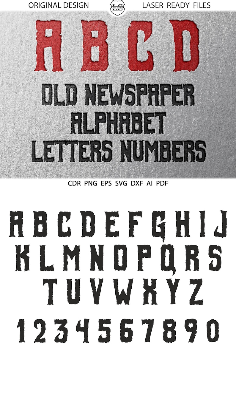 Antiguo periódico Alfabeto Letras SVG DXF Periódico Vector - Etsy México