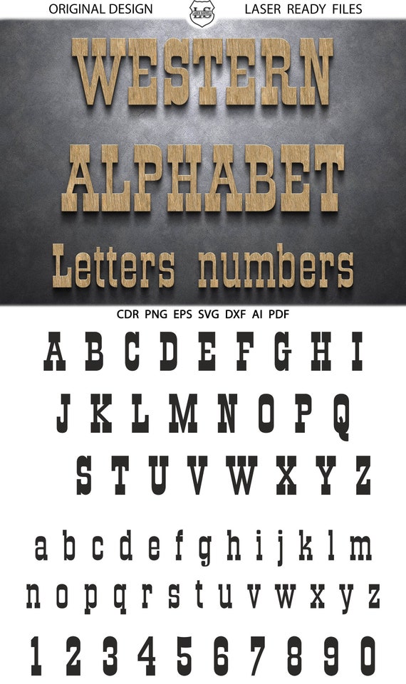 Western Alphabet Letters SVG Old Town Alphabet DXF Eps - Etsy