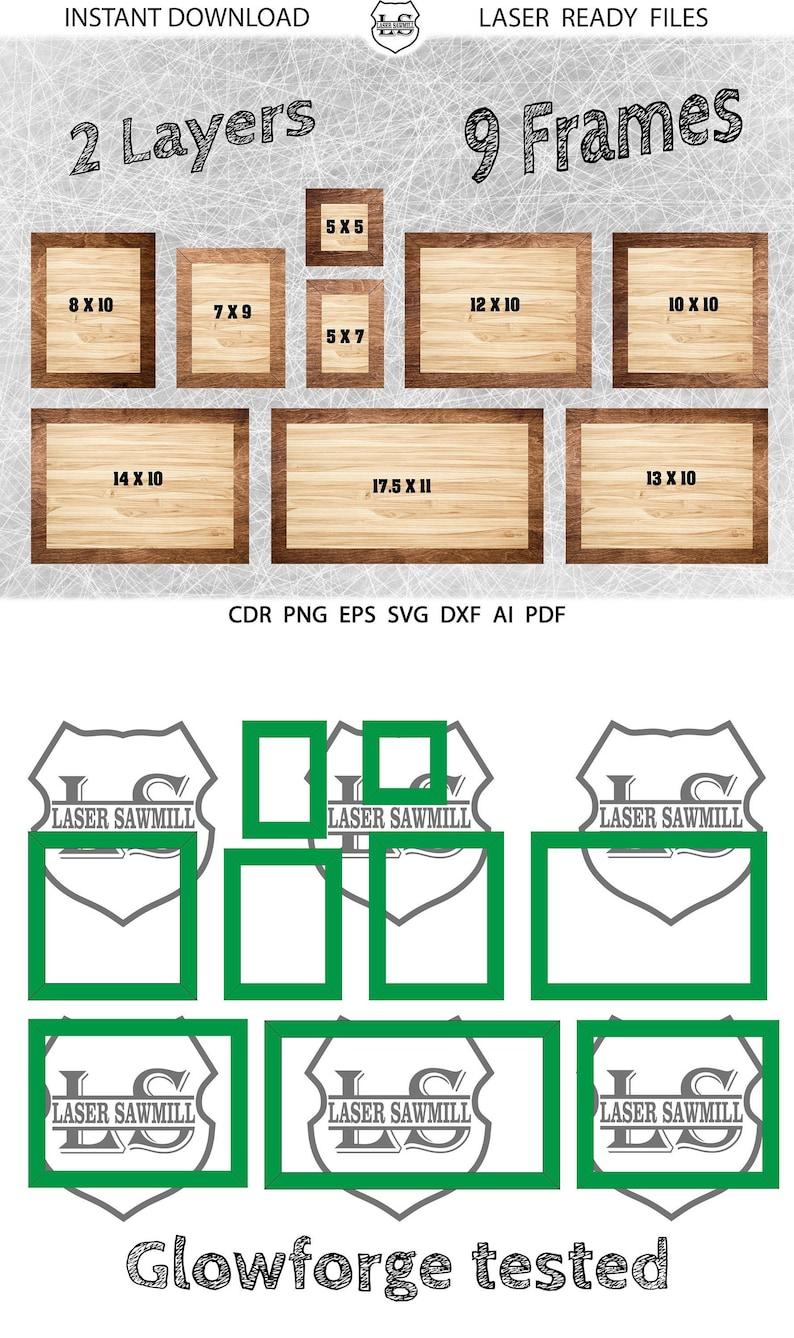 9 Picture Cut Frames for Glowforge Laser Cut Frame SVG - Etsy