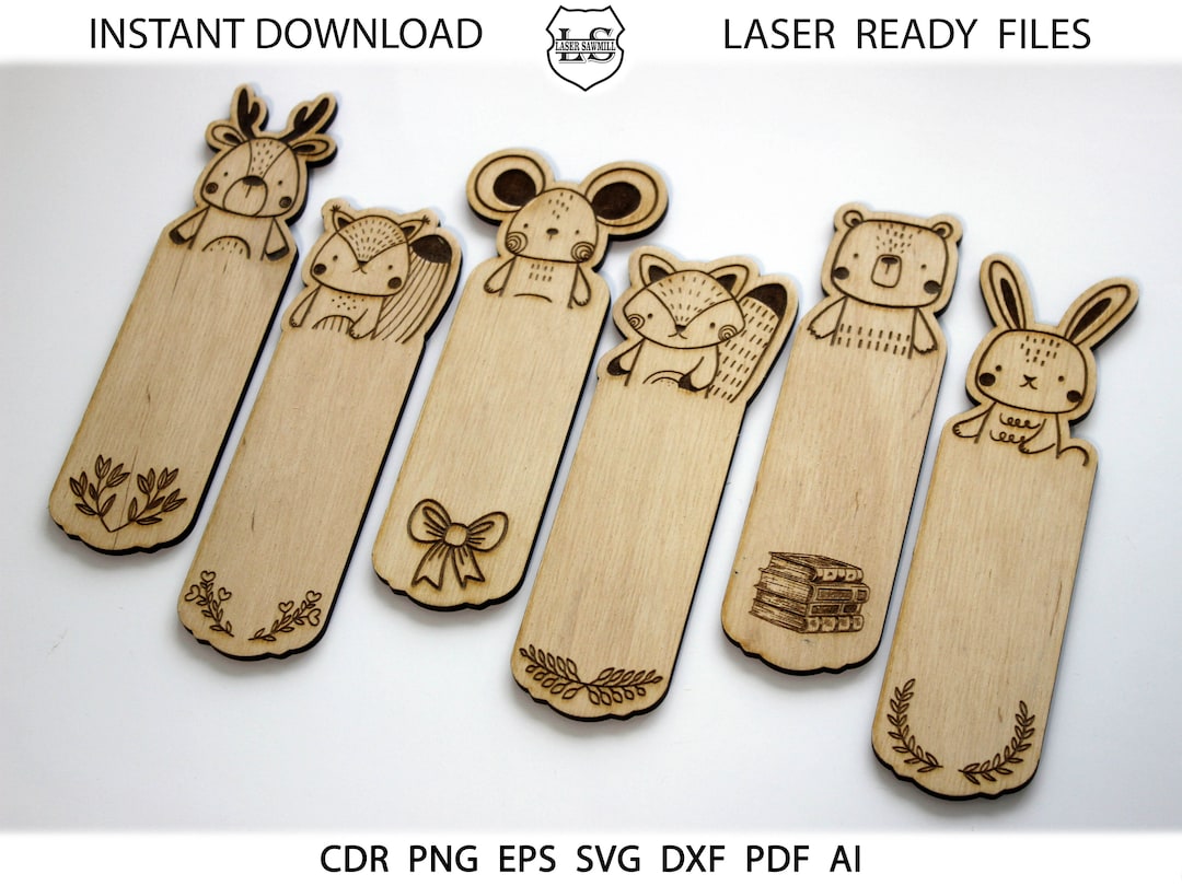 Woodland Animals Bookmarks svg, archivo Glowforge, Laser Bookmark svg ...