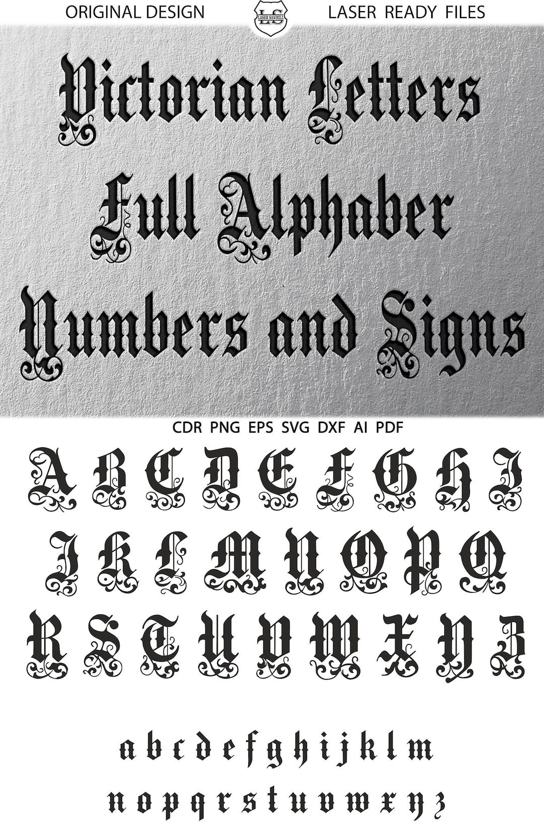 Victorian Letters Alphabet Victorian Numbers SVG Victorian Style DXF ...