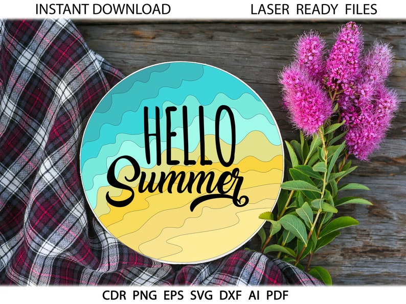 Hello Summer Popsicle Round Sign Summer Door Decor SVG Ice - Etsy