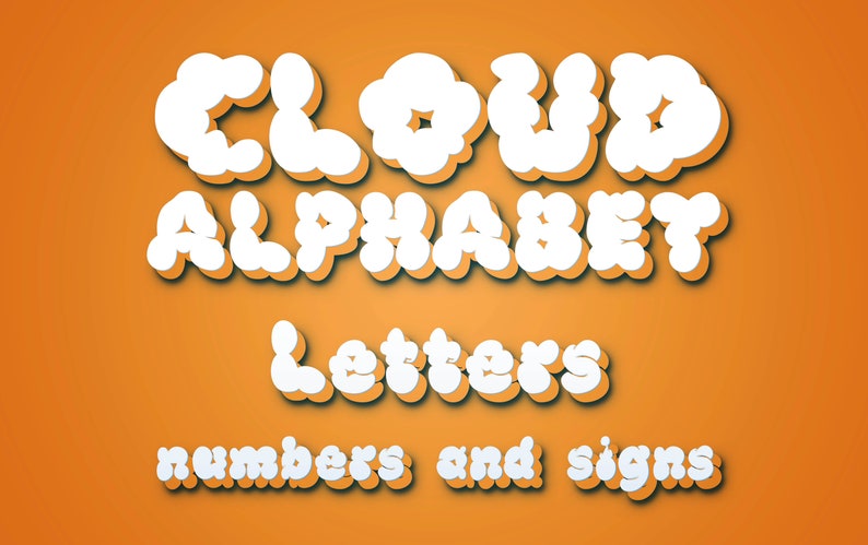 Cloud Alphabet Letters, Kids Cloud Numbers Cloud Letters SVG Kids Style ...