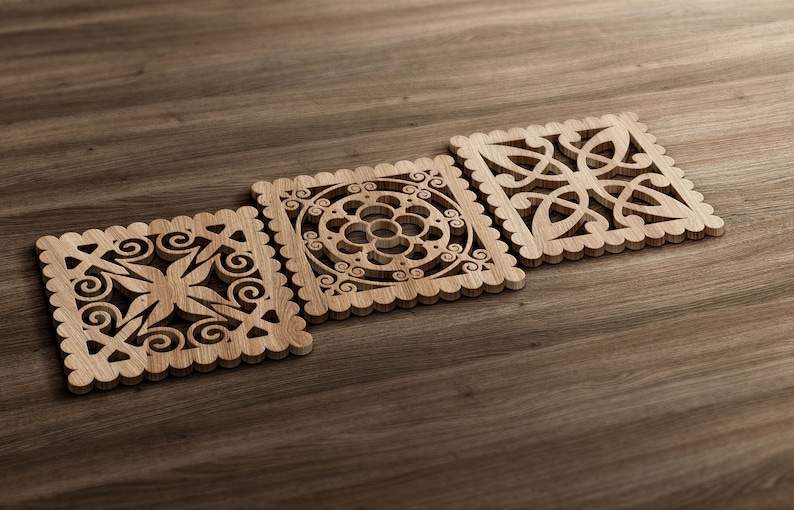 24 Square Coaster Dfx Svg Cdr Eps Coasters for Hot Laser - Etsy