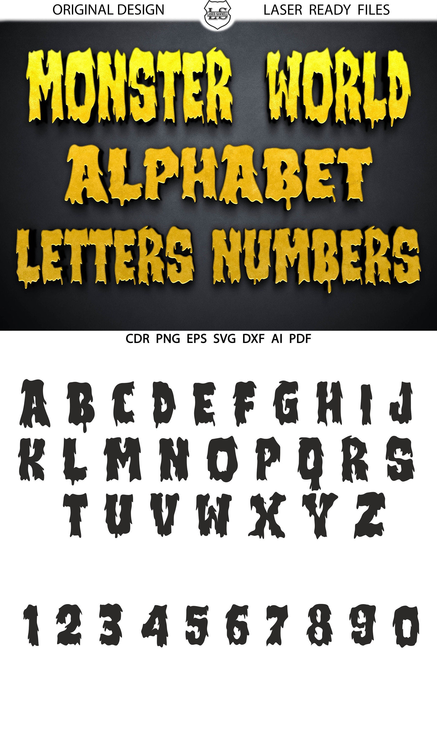 Monster Alphabet Letters SVG Cartoon Letters DXF Halloween | Etsy UK