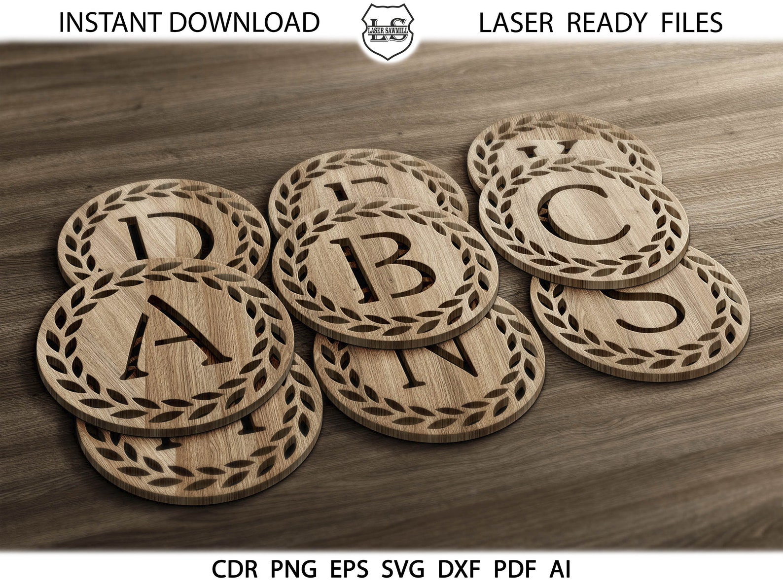 A-Z Coasters Glowforge Coasters SVG Monogram Coasters SVG - Etsy