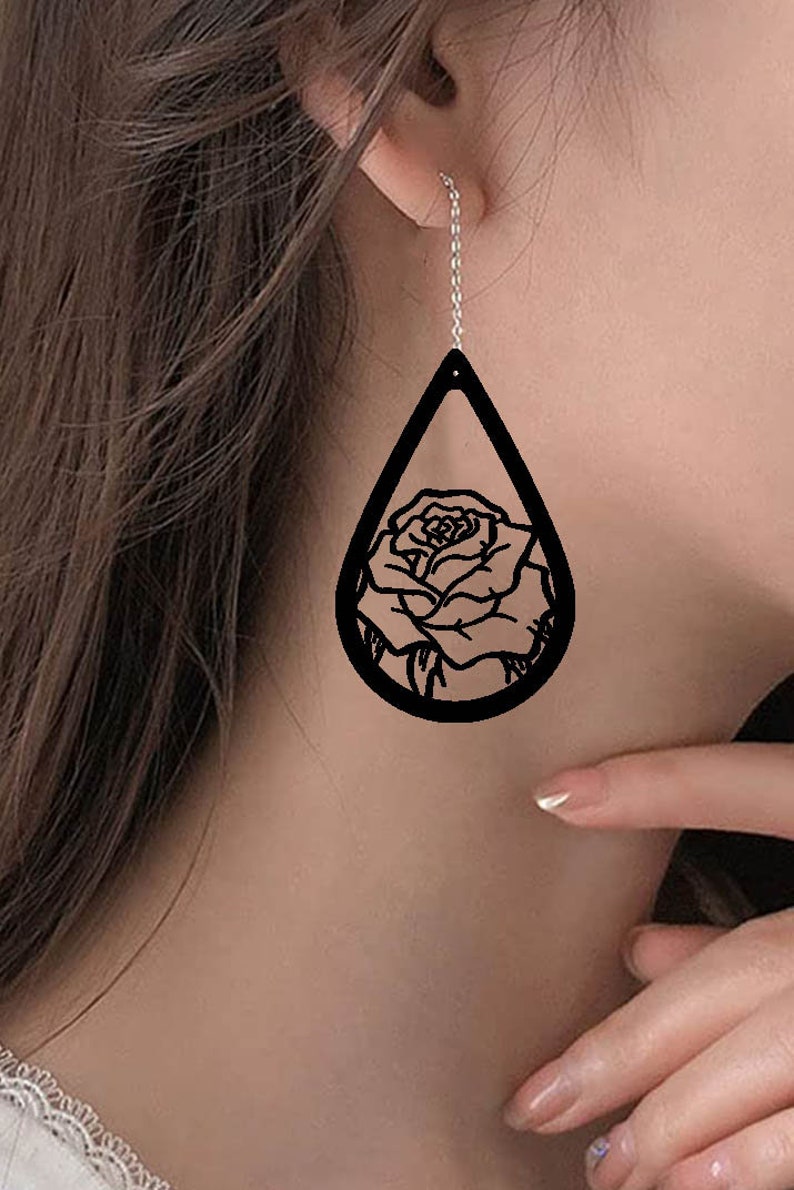 21 Rose Earrings Bundle, Cut Files for Glowforge, Rose Flower Earrings ...