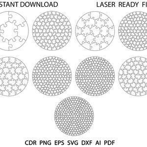 Circle Puzzles Svg, Glowforge Jigsaw Puzzles Svg, Circle Puzzles Laser ...