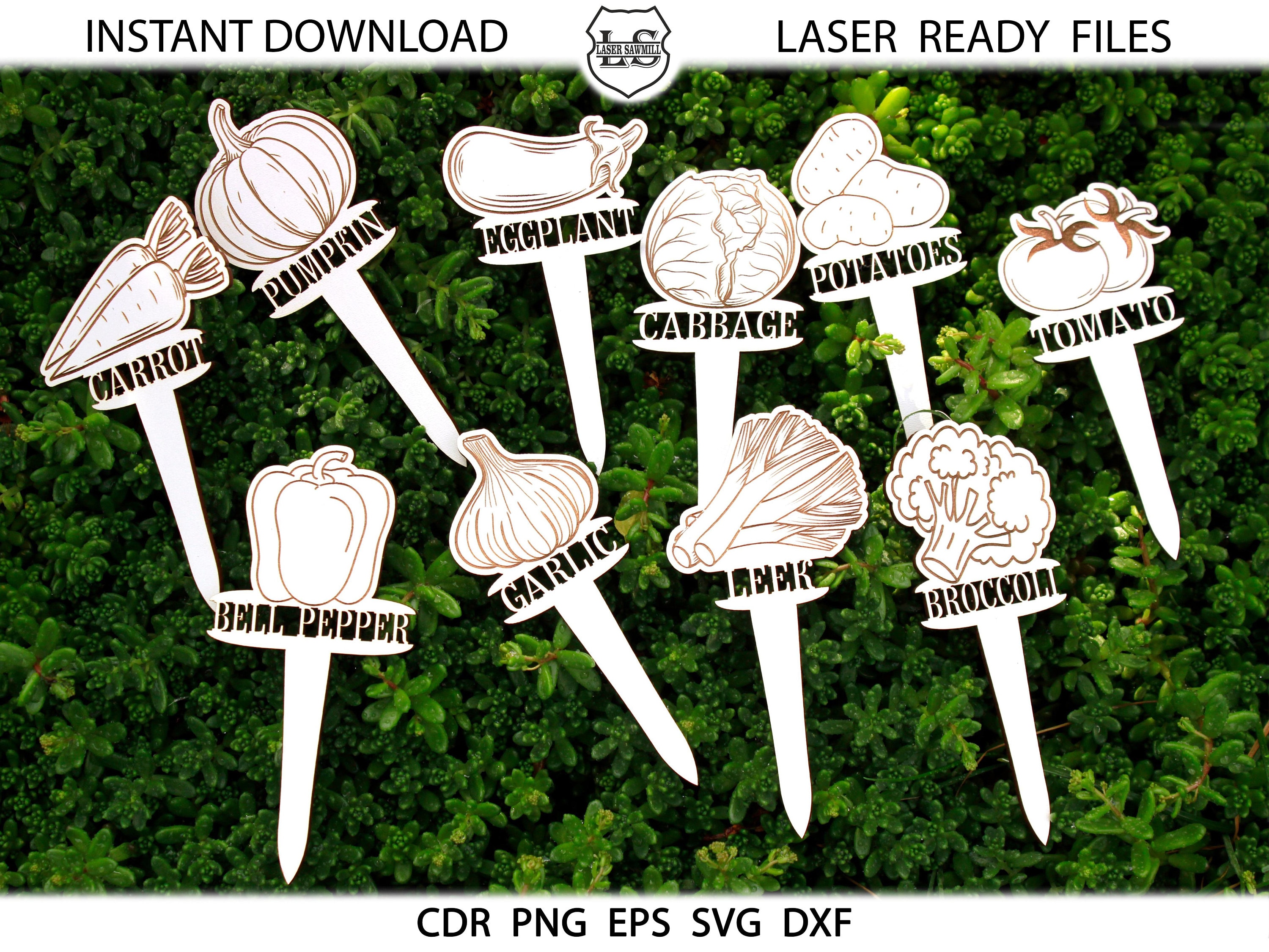 Vegetables Garden Stakes SVG Bundle Garden Markers SVG | Etsy