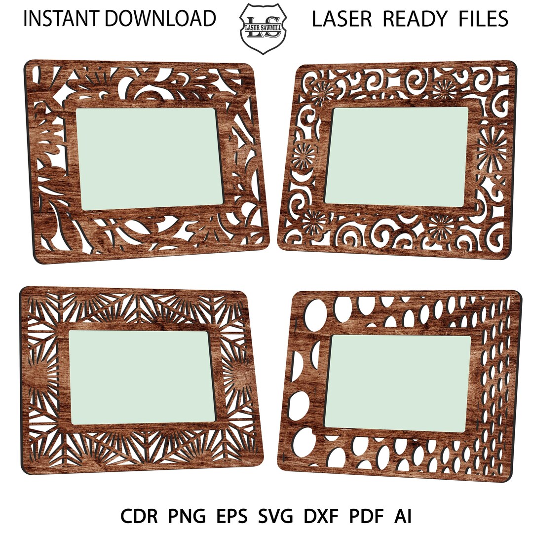 Photo Frames SVG, Laser Cut Frames, Set of 4 Custom Photo Frame Svg ...