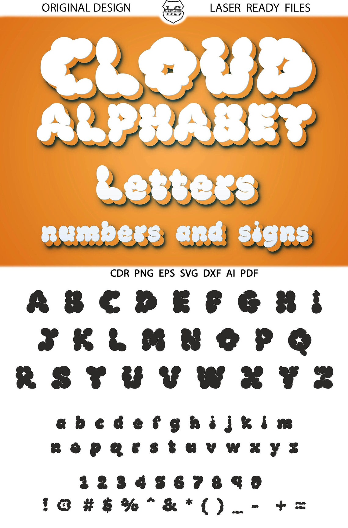 Cloud Alphabet Letters Kids Cloud Numbers Cloud Letters SVG - Etsy