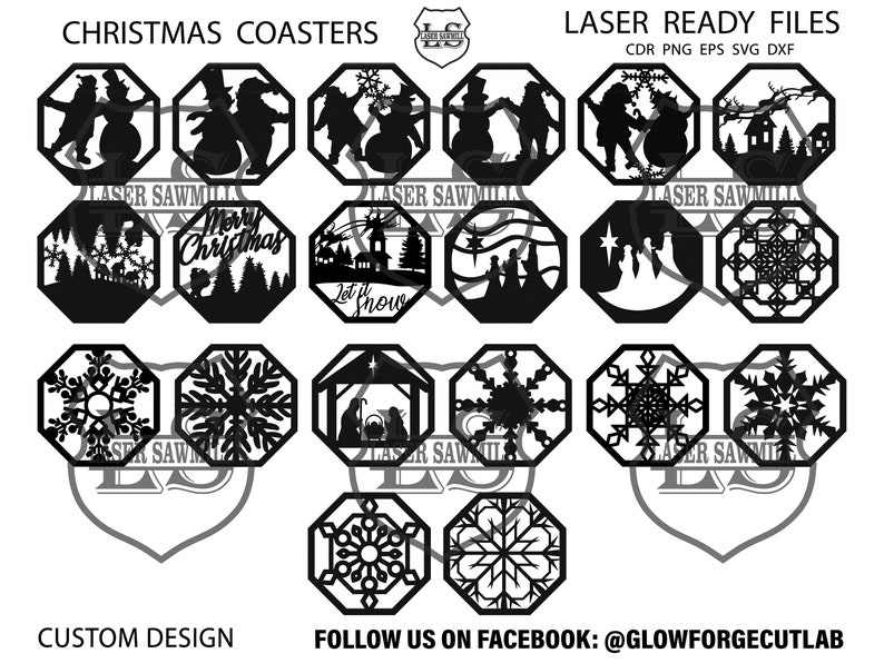Christmas Coasters Cut Files, 20 Christmas Coasters SVG - Christmas ...