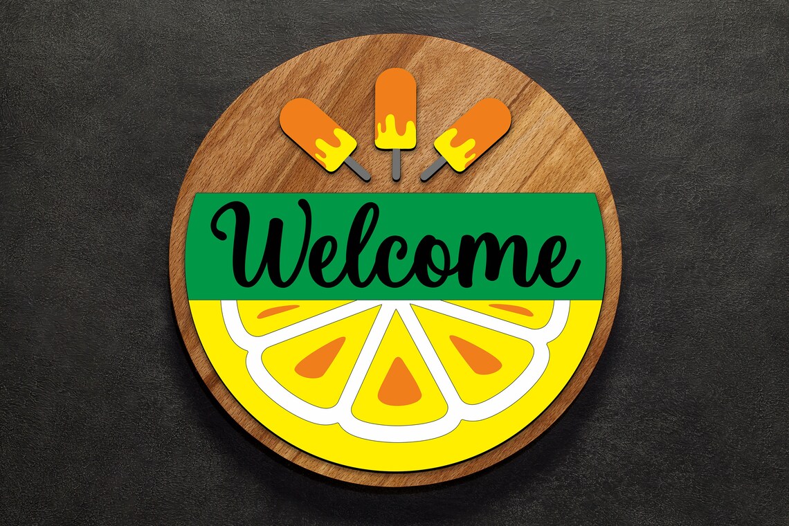 Lemon Welcome Sign Lemon Door Hanger SVG Lemon Welcome Sign | Etsy
