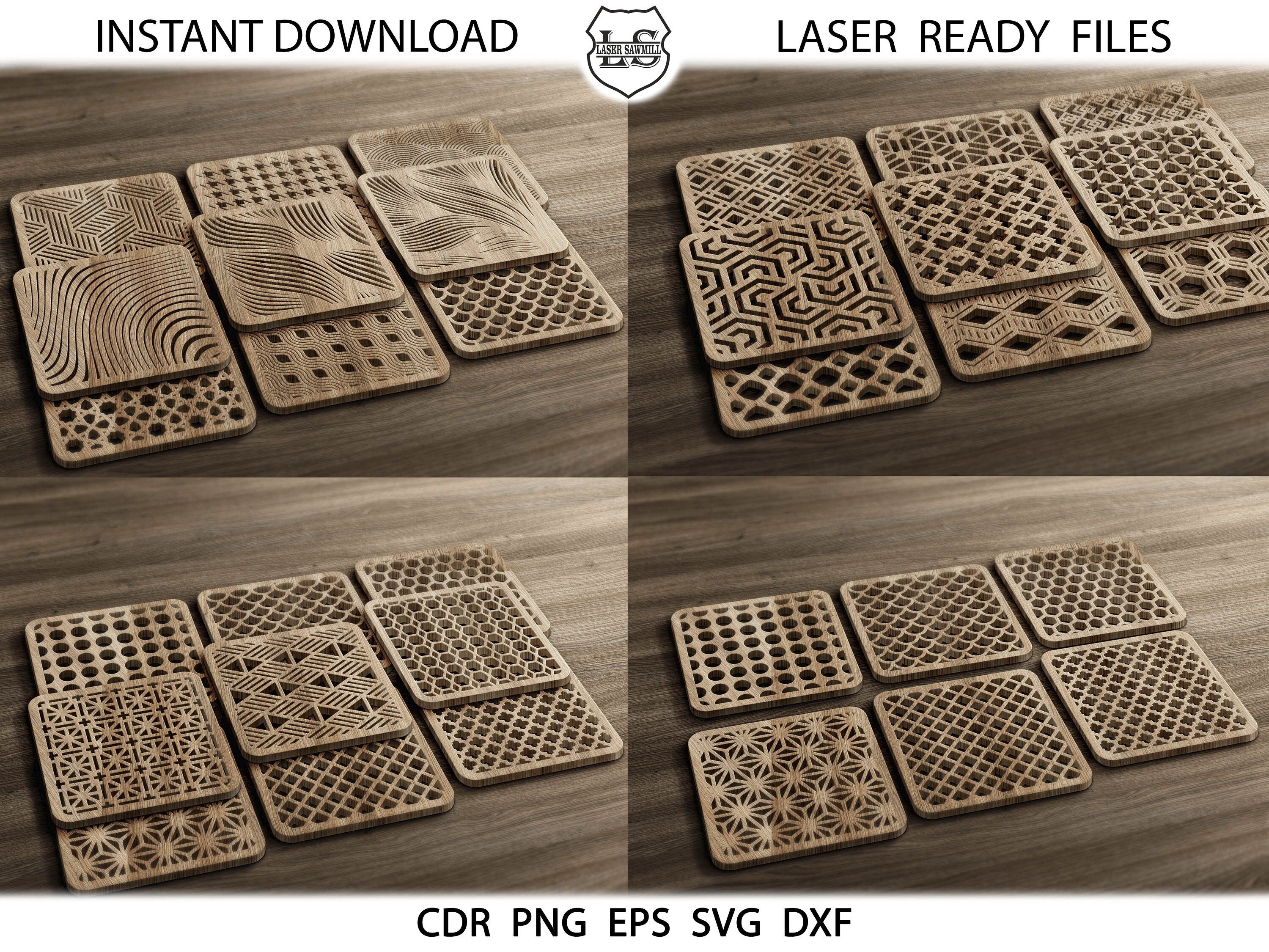58 Square Coaster Dfx Svg Cdr Eps Coasters for Hot Laser - Etsy
