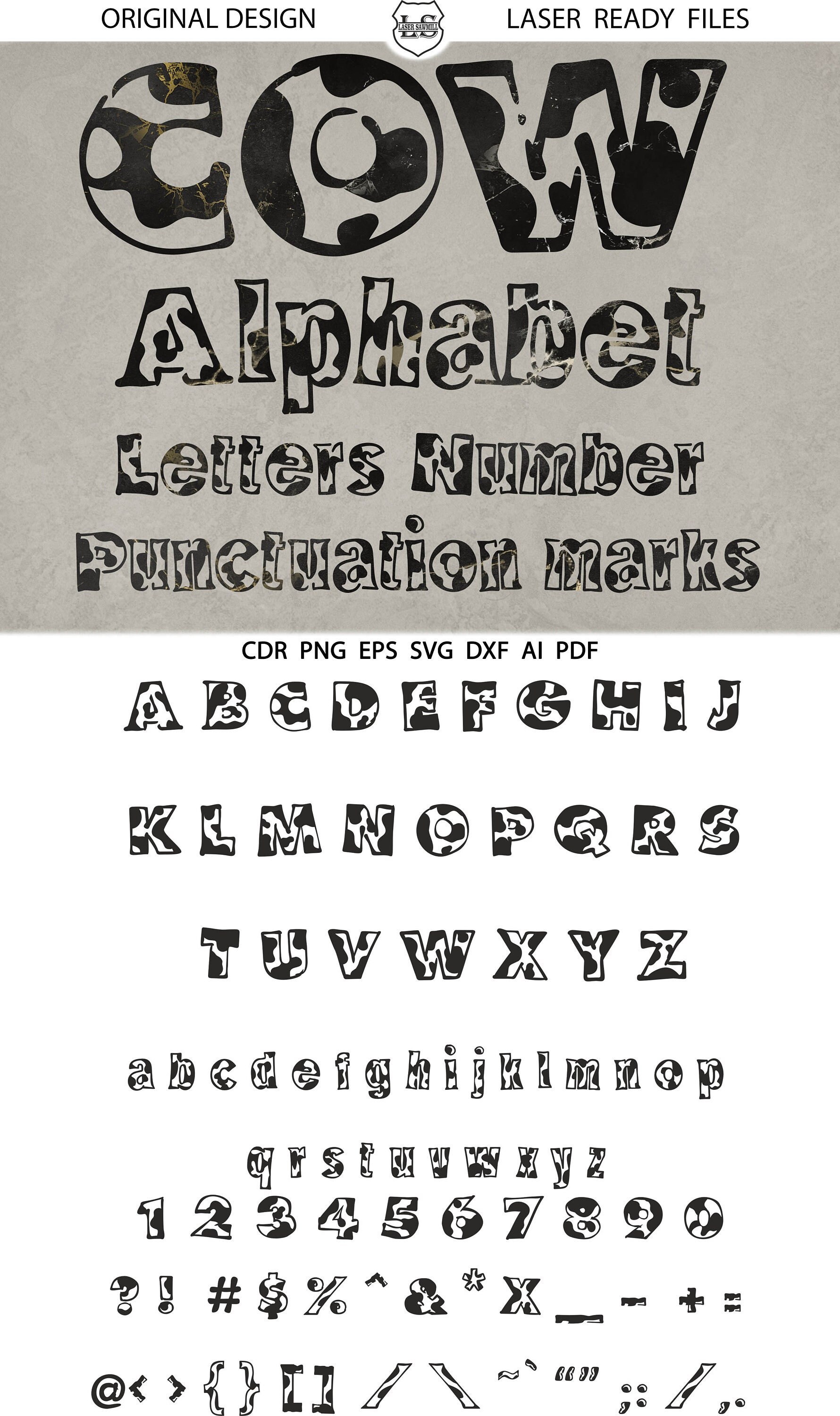 Cute Cow Alphabet Svg, Cow Letters Svg, Kids Cow Cute Alphabet Letters ...