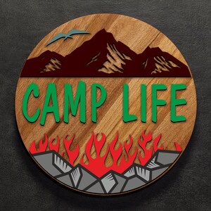 Camp Life Sign SVG, Camp Sign Svg, Modern Camping Circle Sign, Circle ...
