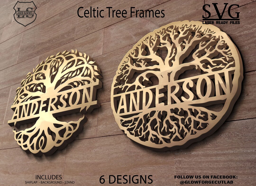 6 Celtic Tree of Life Split Frames Vector Digital Cut Files SVG DXF ...