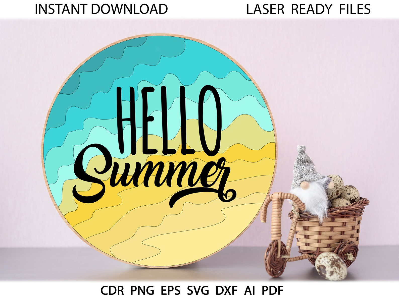 Hello Summer Popsicle Round Sign Summer Door Decor SVG Ice - Etsy