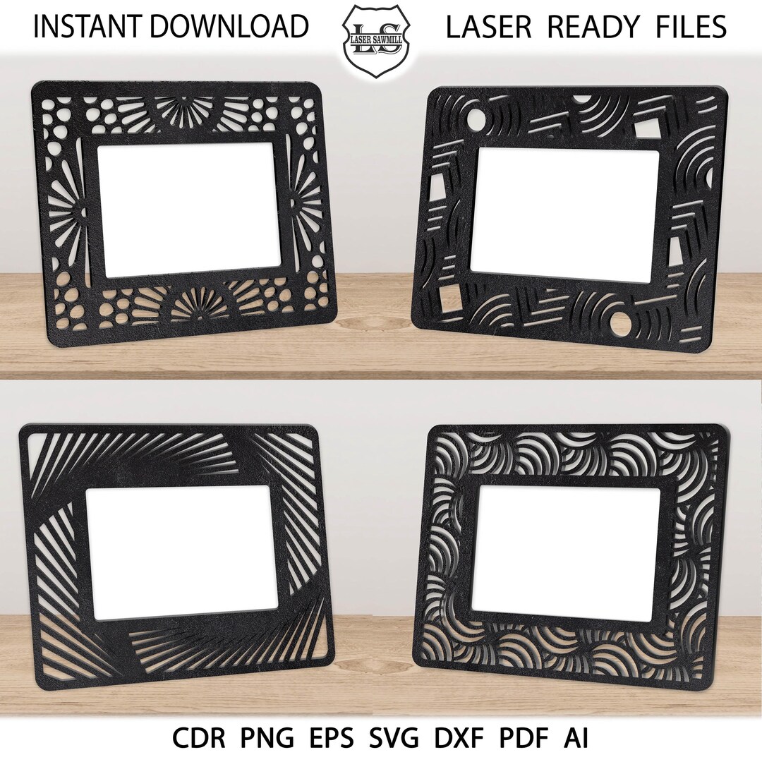 Photo Frame Set 4 Svg, CNC Files for Wood Laser Cut Files Cnc Wood ...
