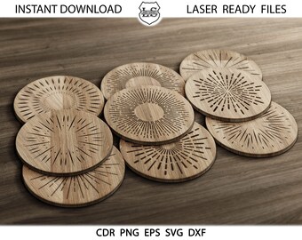 Buy 24 Round Wood Coaster Trivet Wall Decor Templates Vector Digital ...