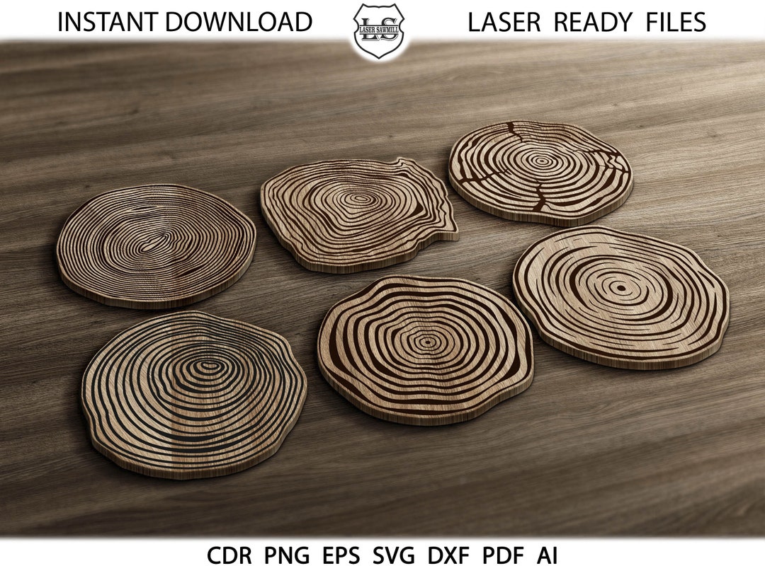 12 Tree LOG Coaster SVG Grill Trivet Templates Tree Log Vector Digital ...
