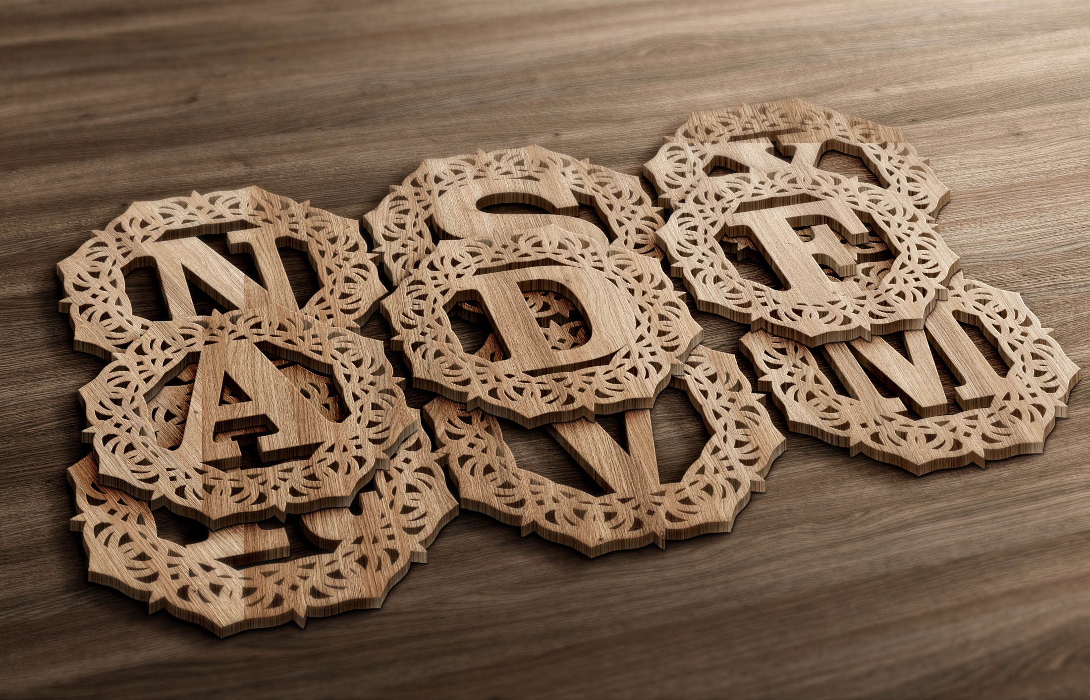 A-Z Coasters Round Design Monogram Cutting File for Laser - Etsy