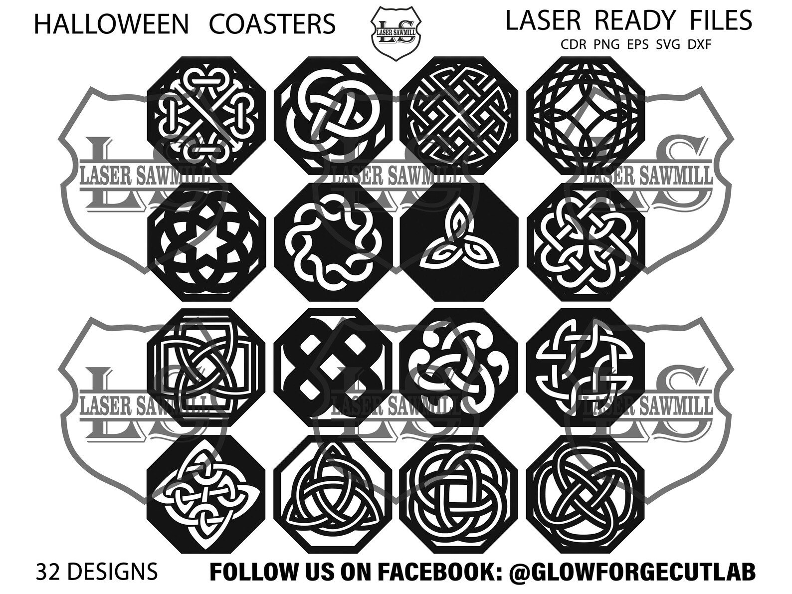 64 Celtic Coasters SVG, SVG Celtic Knot, Home Decor SVG, Coaster Grill ...