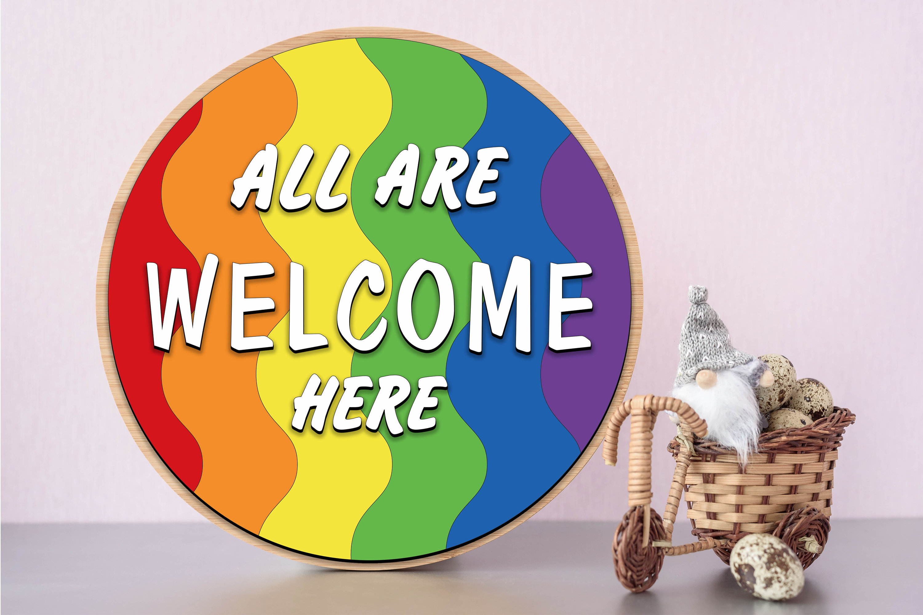 Pride Welcome Sign Round Wood Sign SVG Pride Sign SVG - Etsy
