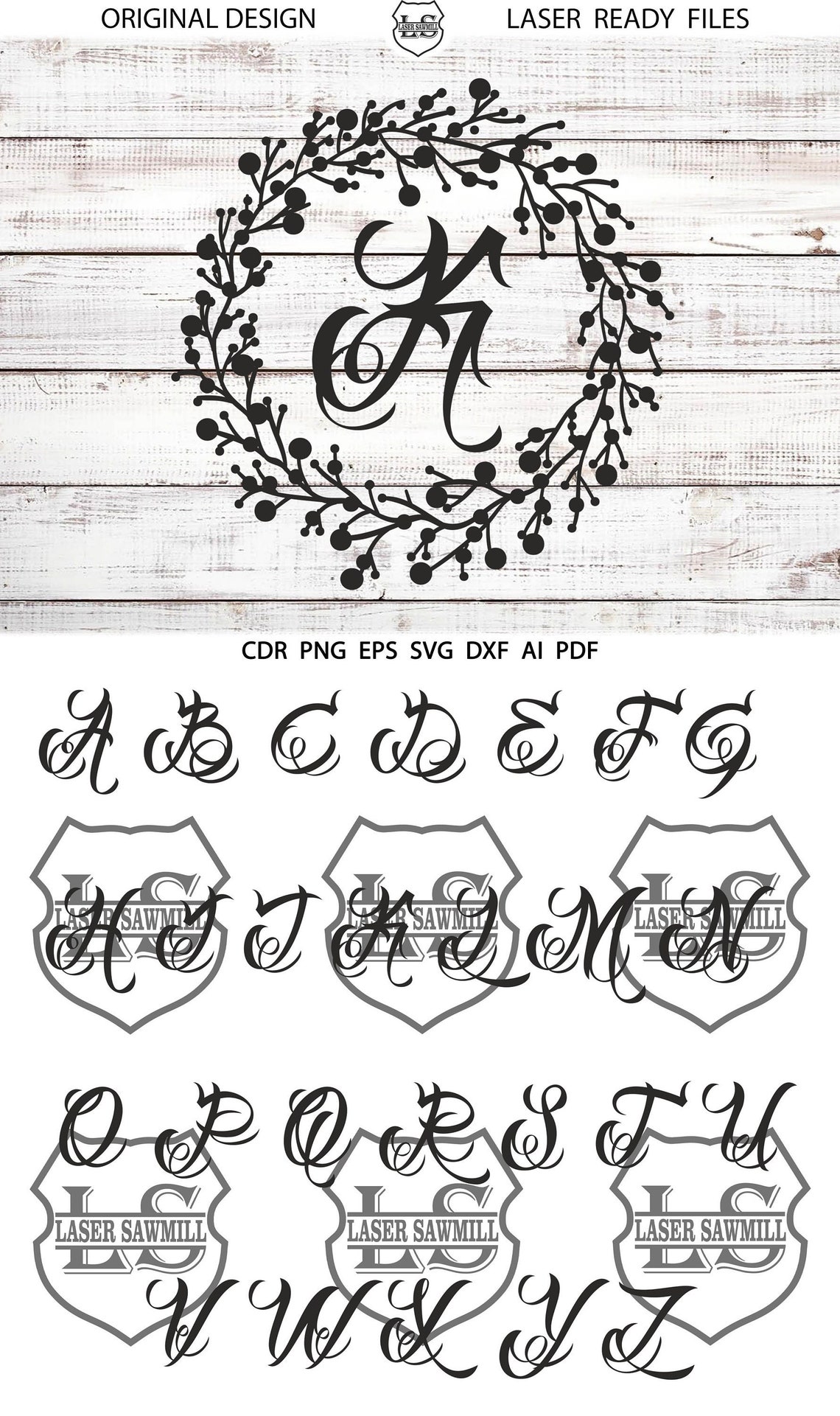 Initial SVG File Instant Download Monogram Letters Font Svg - Etsy