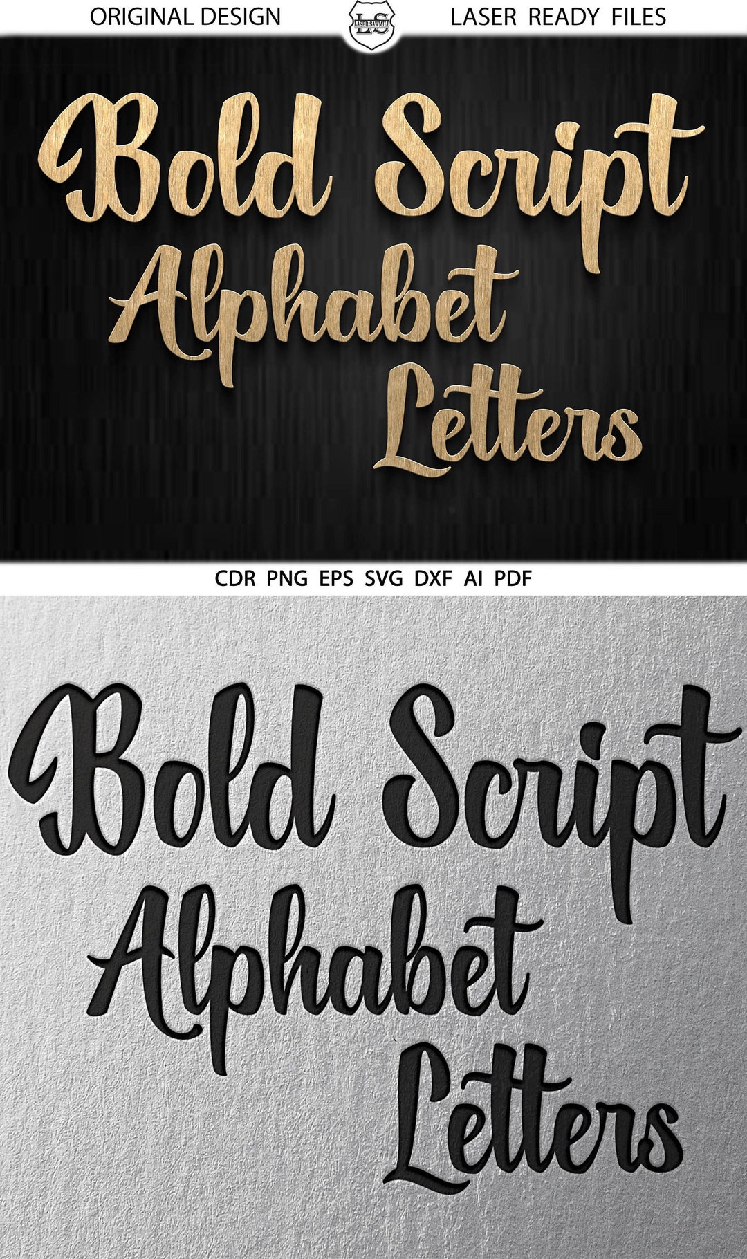 Bold Script Alphabet Letters SVG - DXF Alphabet DXF Vintage Alphabet ...