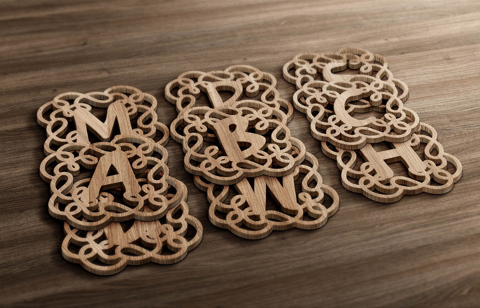 Glowforge Laser Cut Alphabet Coasters SVG, Monogram Font (digital ...