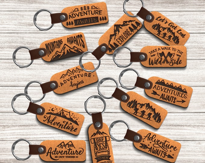 Glowforge SVG Keychains, Laser Cut Keychains Files, Adwenture Keychains ...