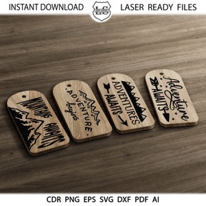 Glowforge SVG Keychains, Laser Cut Keychains Files, Adwenture Keychains ...