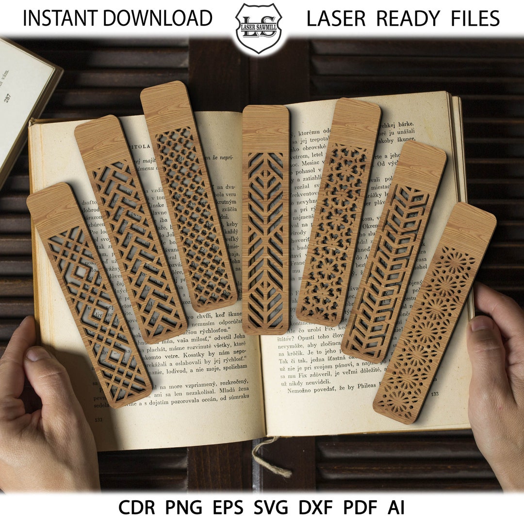 32 Glowforge Bookmarks, Geometric Bookmark SVG Files Template for Laser ...