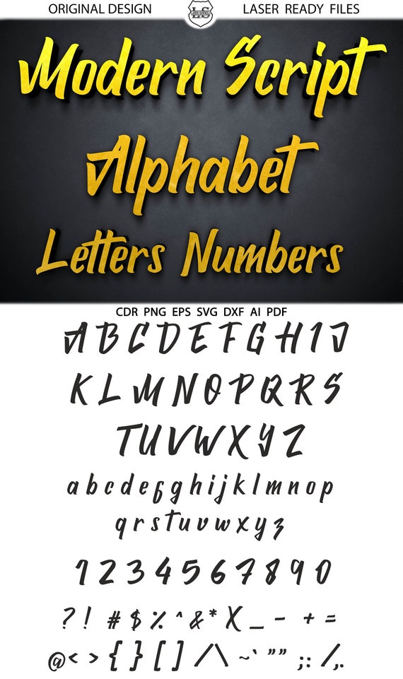 Modern Script Alphabet Instant Download Script Letters SVG | Etsy