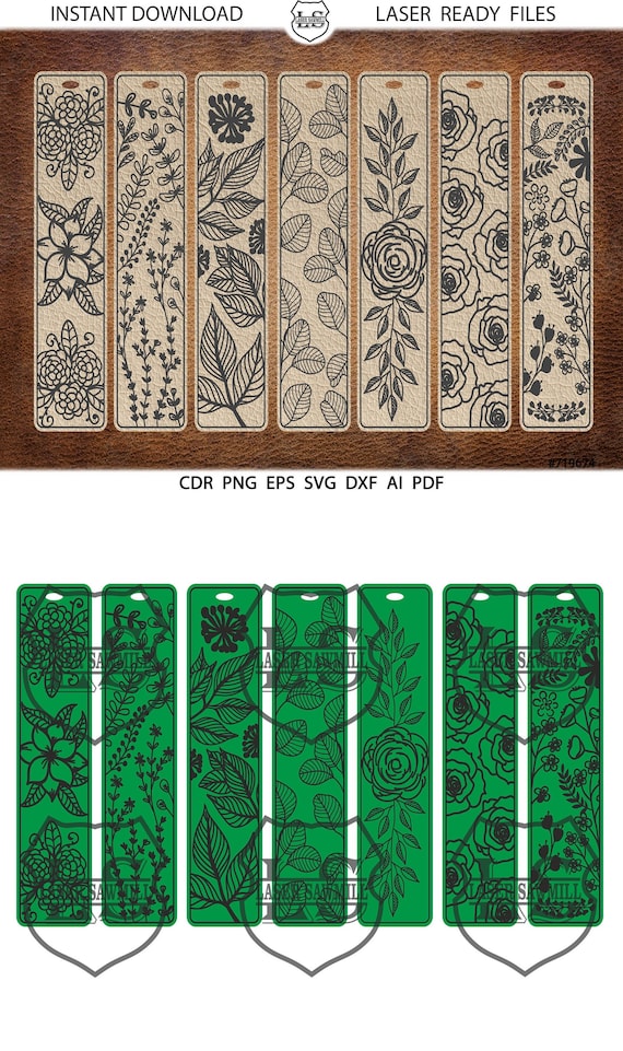 Floral Bookmarks SVG Bookmark SVG Bookmark Laser File - Etsy