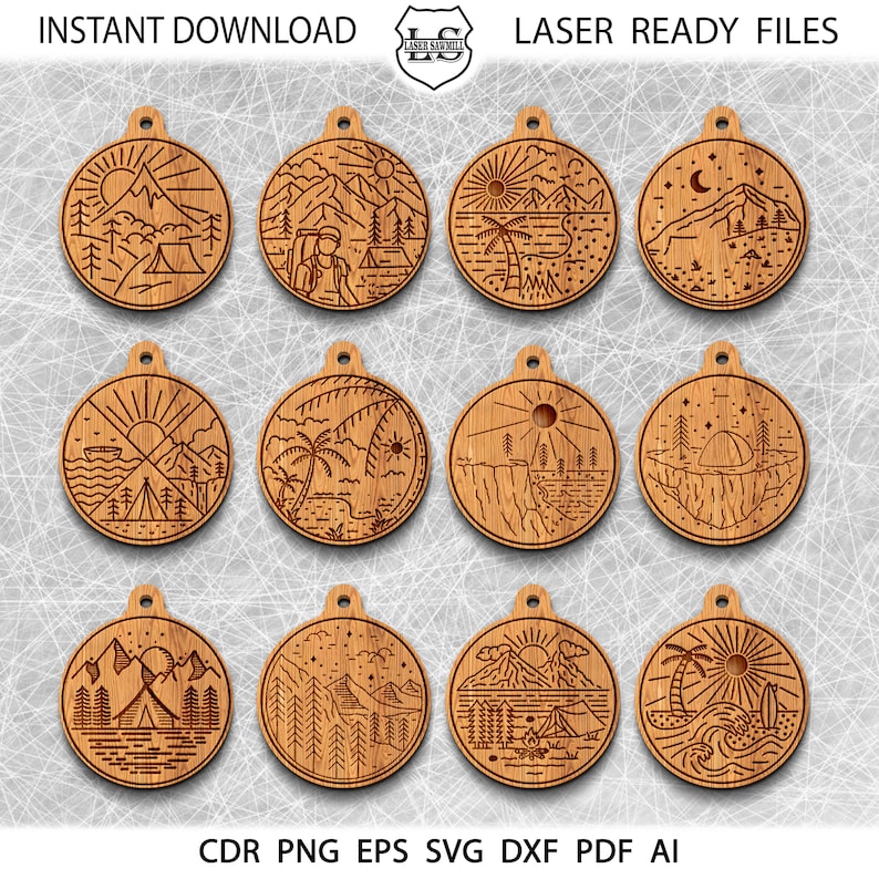 Landscape Keychain SVG Bundle for Laser Cutting - Wood Travel Camp ...