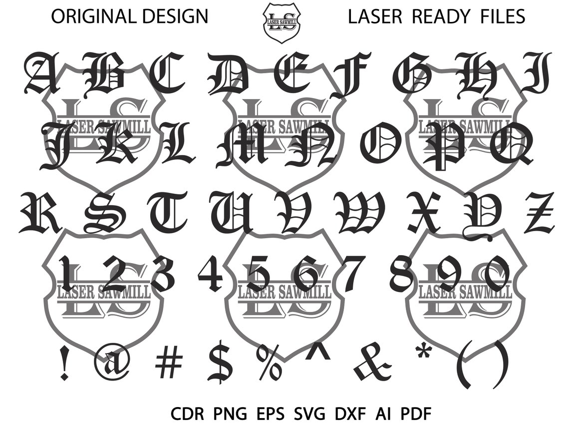 Old English Alphabet | Letters | SVG DXF PDF| Silhouette | Vector ...