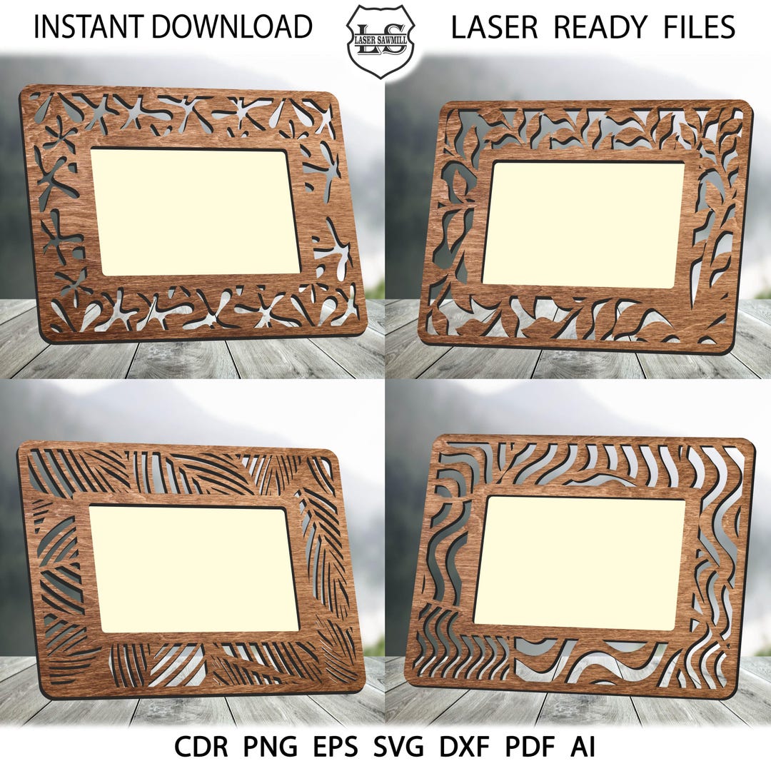 Photo Frames SVG Bundle - 4 Lase CUT Wood Photo Frame SVG Templates ...