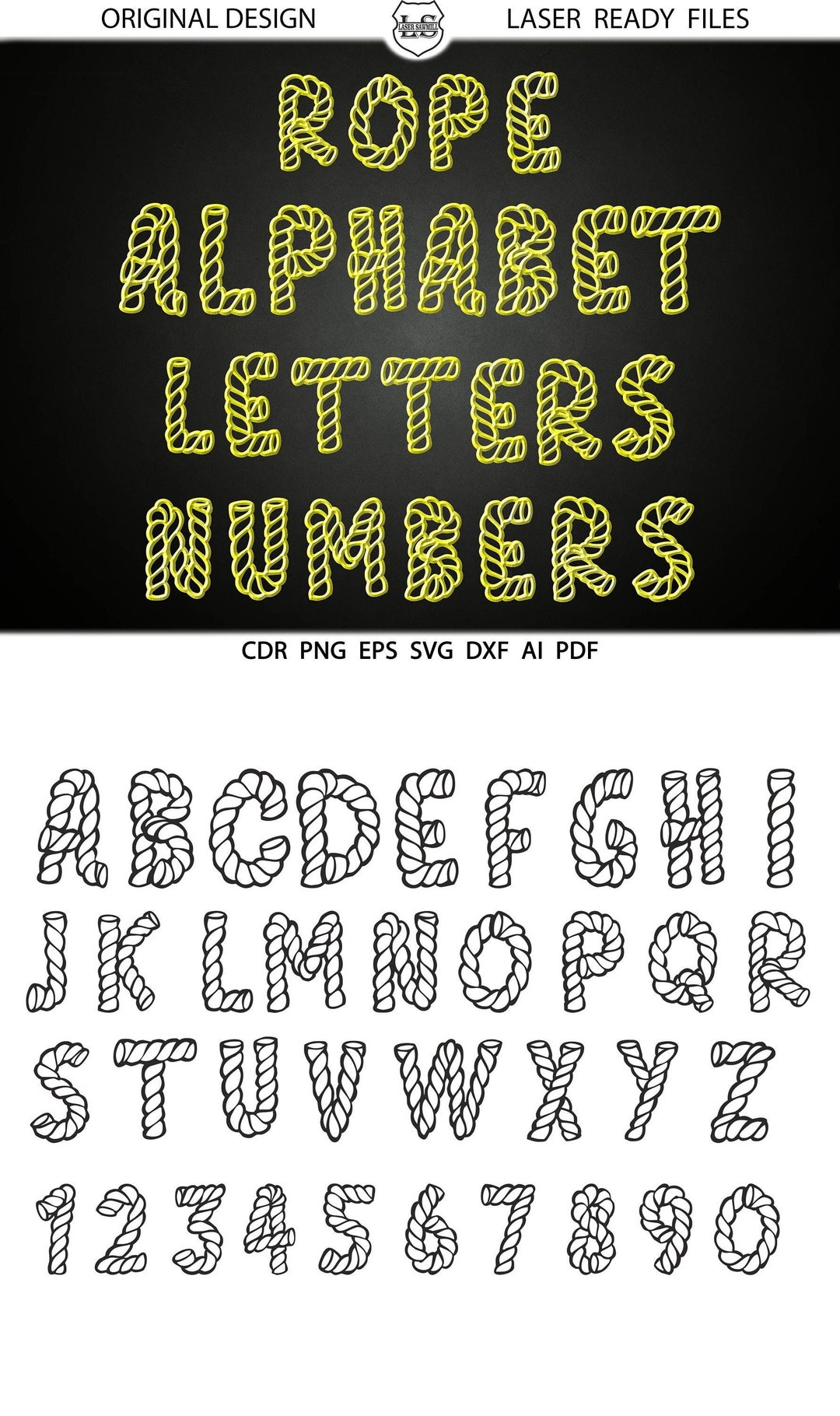 Rope Alphabet Letters, Instant Download Rope Letters SVG Rope Style ...