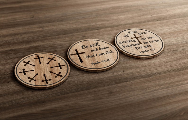 13 Christian Coasters, Religious Round Coaster Grill Trivet Templates ...