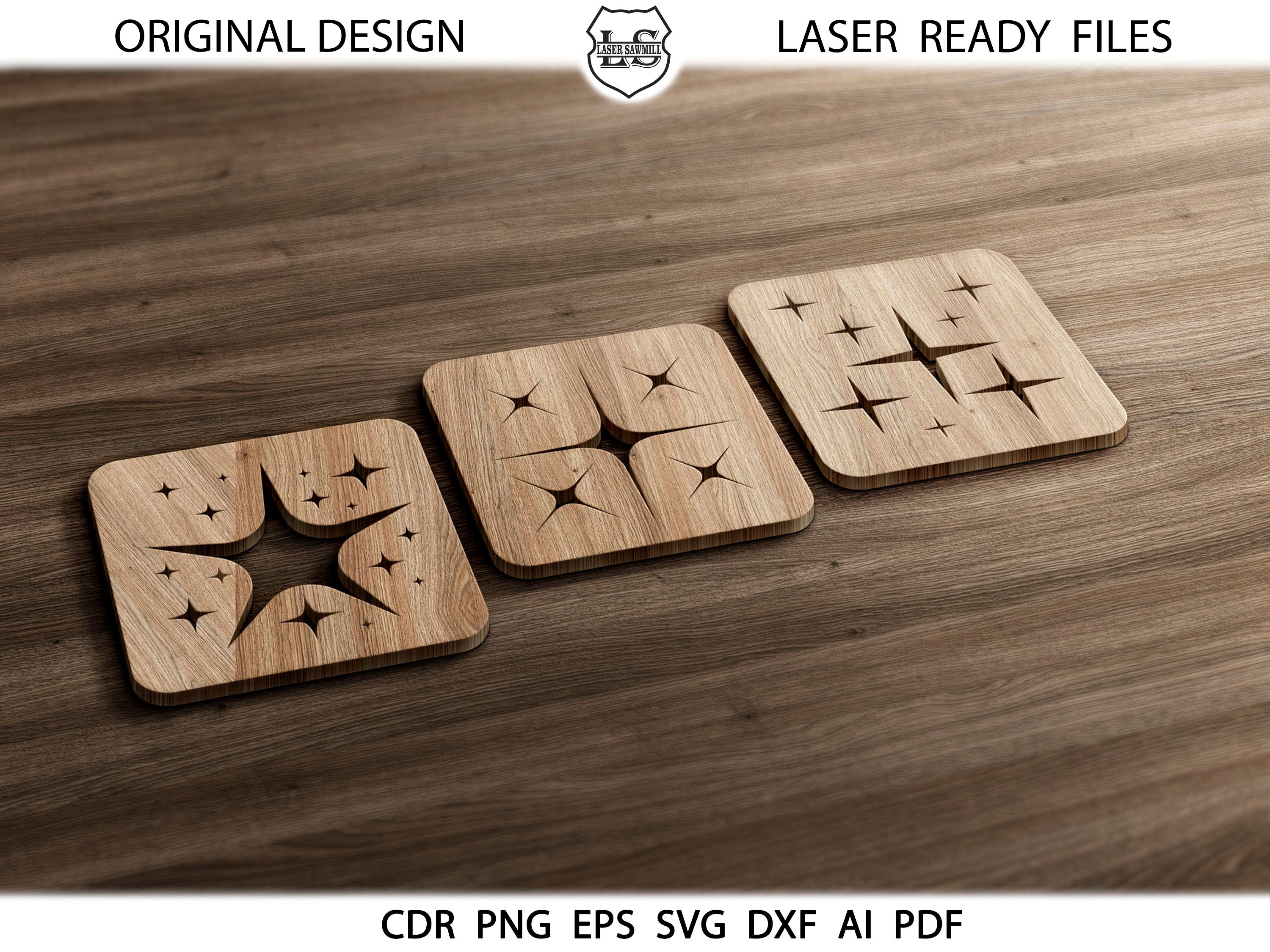 15 Square Coaster Dfx, Svg, Cdr, Eps, Coasters for Hot, Laser Cut ...