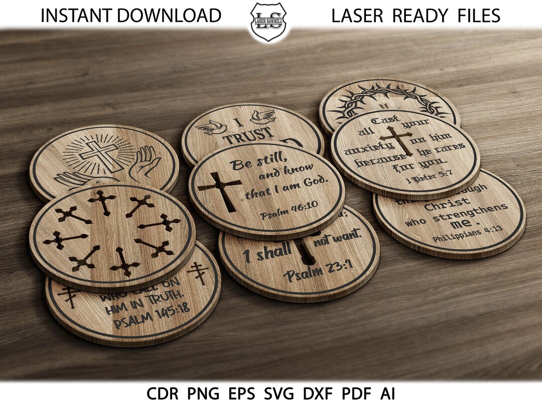13 Christian Coasters, Religious Round Coaster Grill Trivet Templates ...