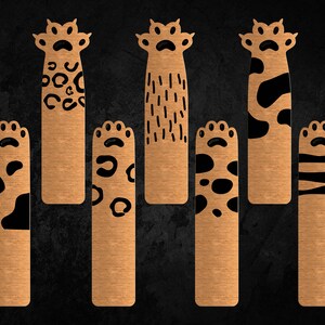 Cat Paw Bookmarks Svg, Cat Paw Glowforge File, Laser Bookmark Svg ...