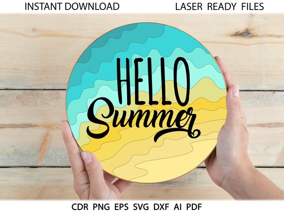 Hello Summer Popsicle Round Sign Summer Door Decor SVG Ice - Etsy