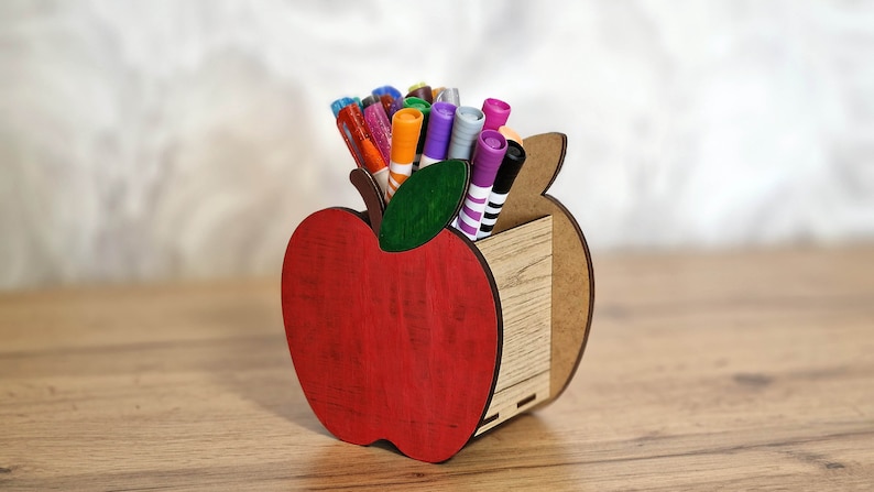 Customizable Apple Pencil Holder SVG: Laser-cut Desk Organizer for ...