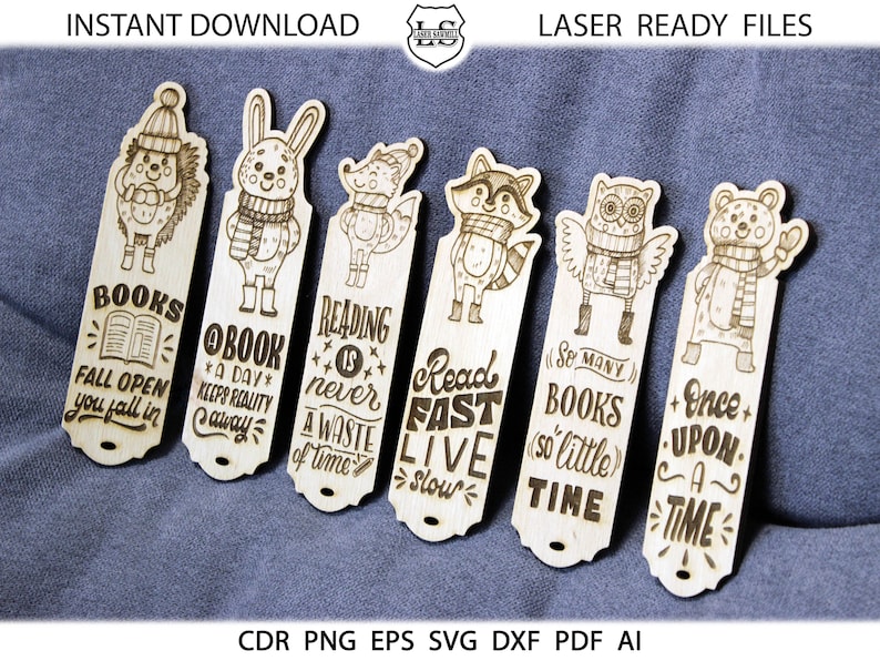 Woodland Animals Bookmarks Svg Glowforge File Laser Bookmark - Etsy