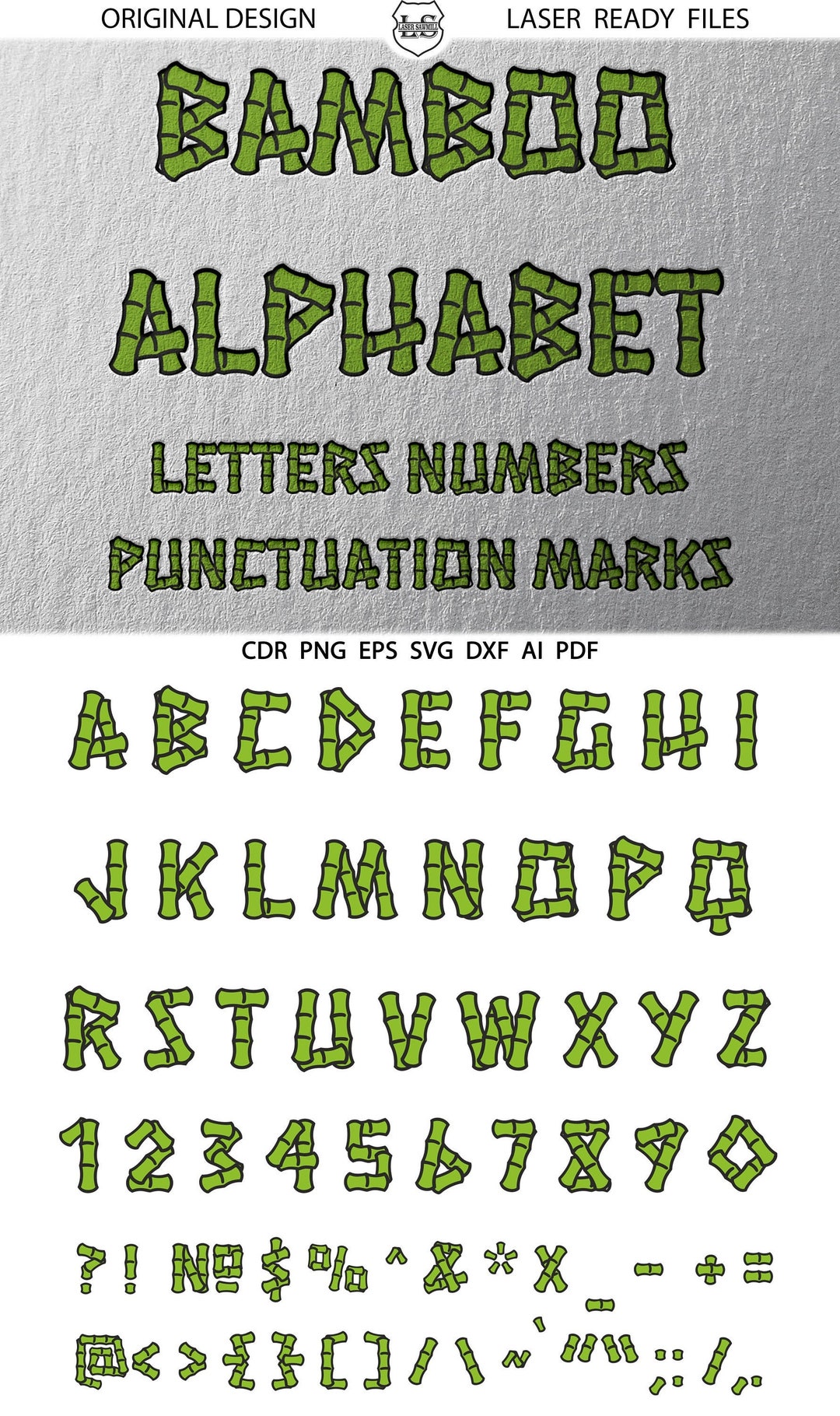 Bamboo Alphabet Vector Bamboo Letters SVG - Instant Download DXF Eps ...