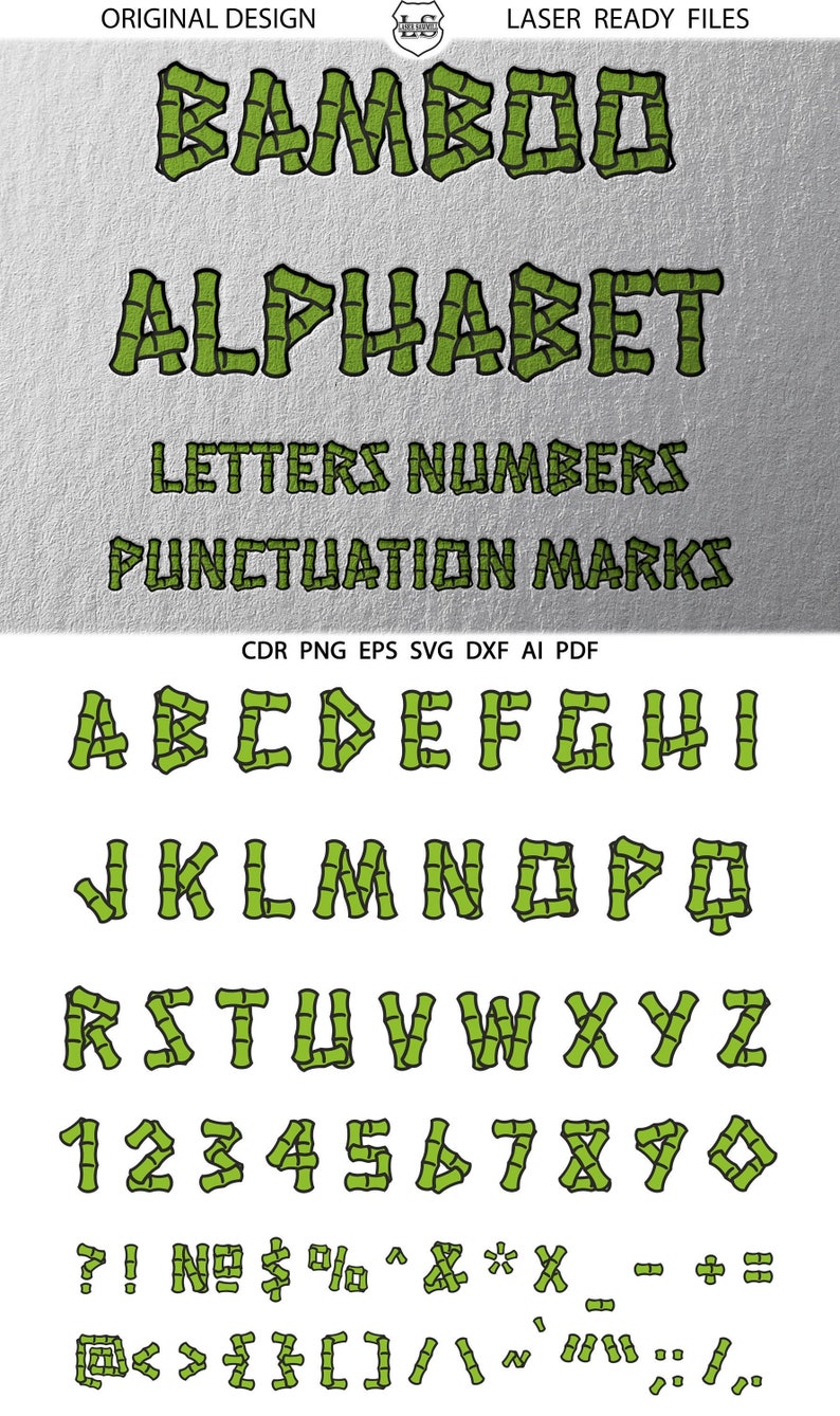 Bamboo Alphabet Vector Bamboo Letters SVG - Instant Download DXF Eps ...