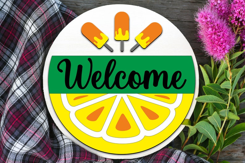 Lemon Welcome Sign Lemon Door Hanger SVG Lemon Welcome Sign | Etsy